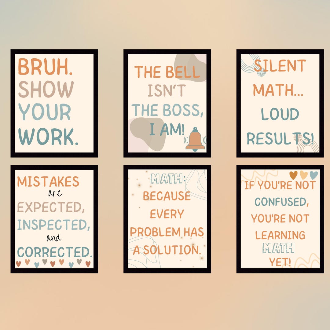 Boho Math Classroom Posters - 6 Math Posters - Etsy
