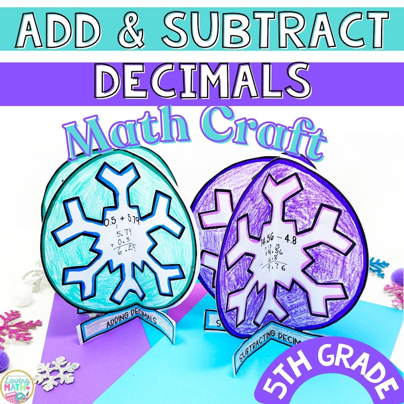 3D Snowflake Math Craft - Addition and Subtraction of Decimals - Etsy