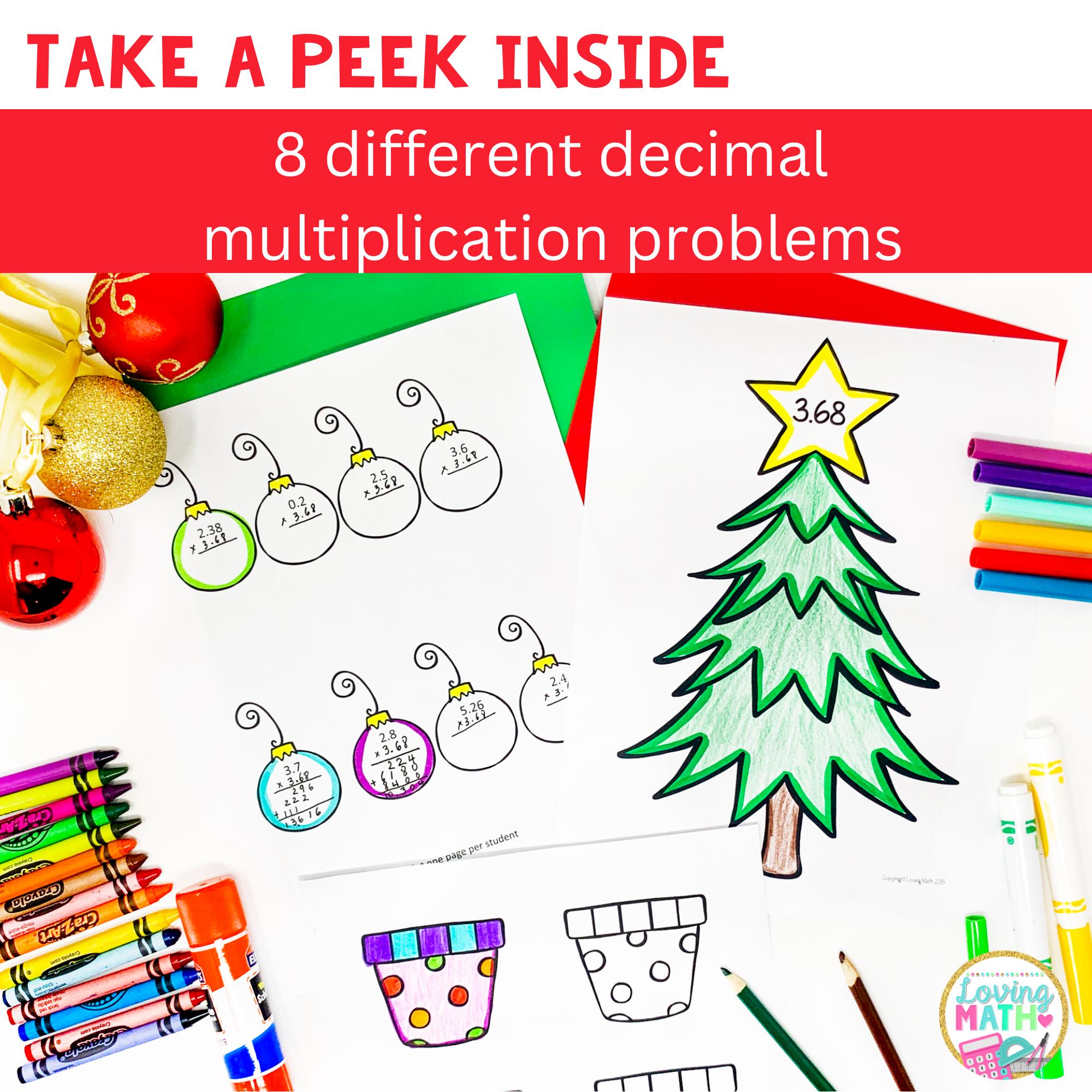 Multiplying Decimals Craftivity - Christmas Math Craft 5.NBT.7 - Etsy