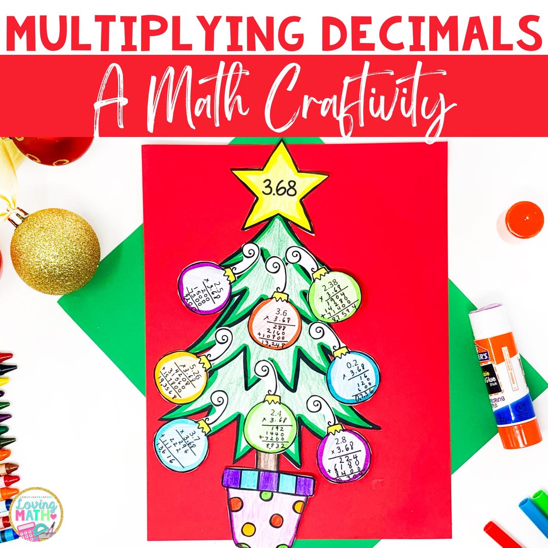 Multiplying Decimals Craftivity - Christmas Math Craft 5.NBT.7 - Etsy