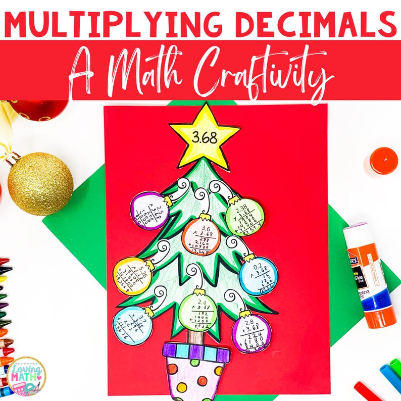 Multiplying Decimals Craftivity - Christmas Math Craft 5.NBT.7 - Etsy