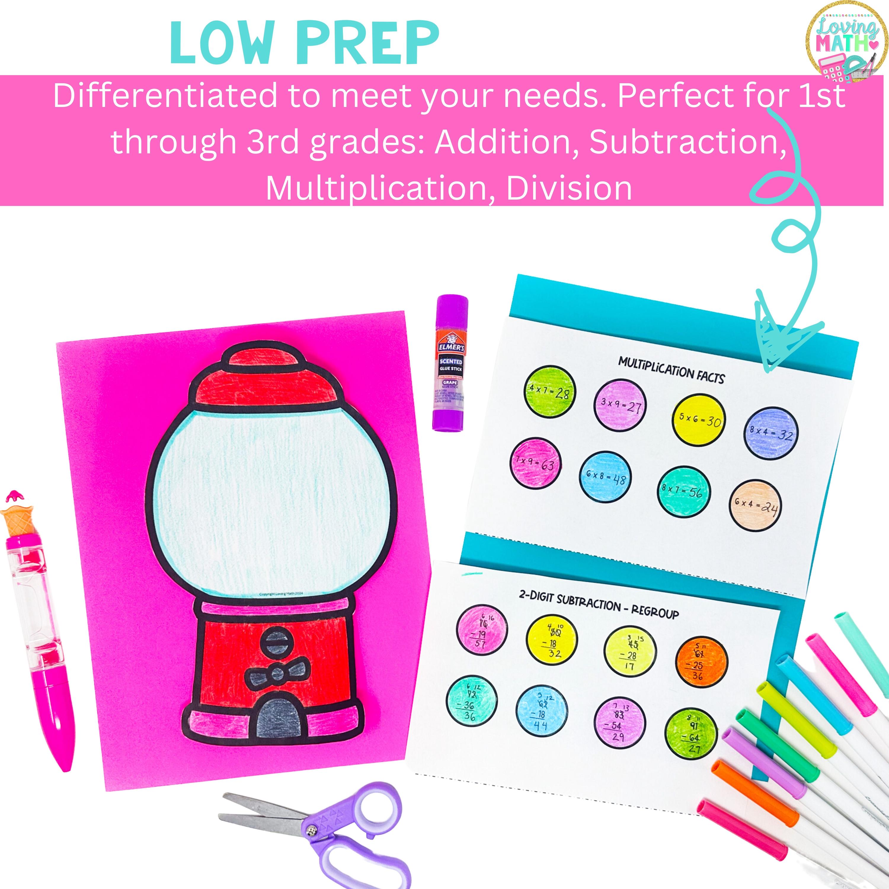 Math Craft for Addition, Subtraction, Multiplication, and Division - Etsy