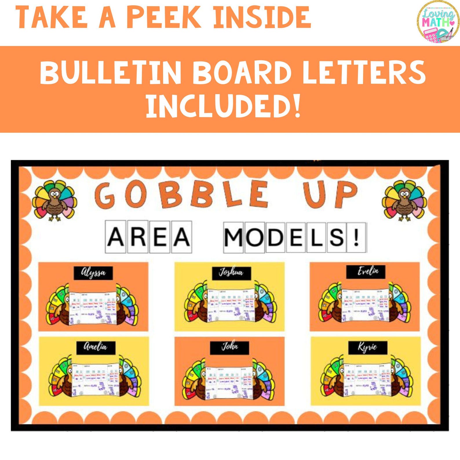 Thanksgiving Area Model Multiplication Math Craft and Bulletin Board ...
