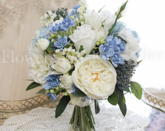 Blue peonies bouquet | Etsy