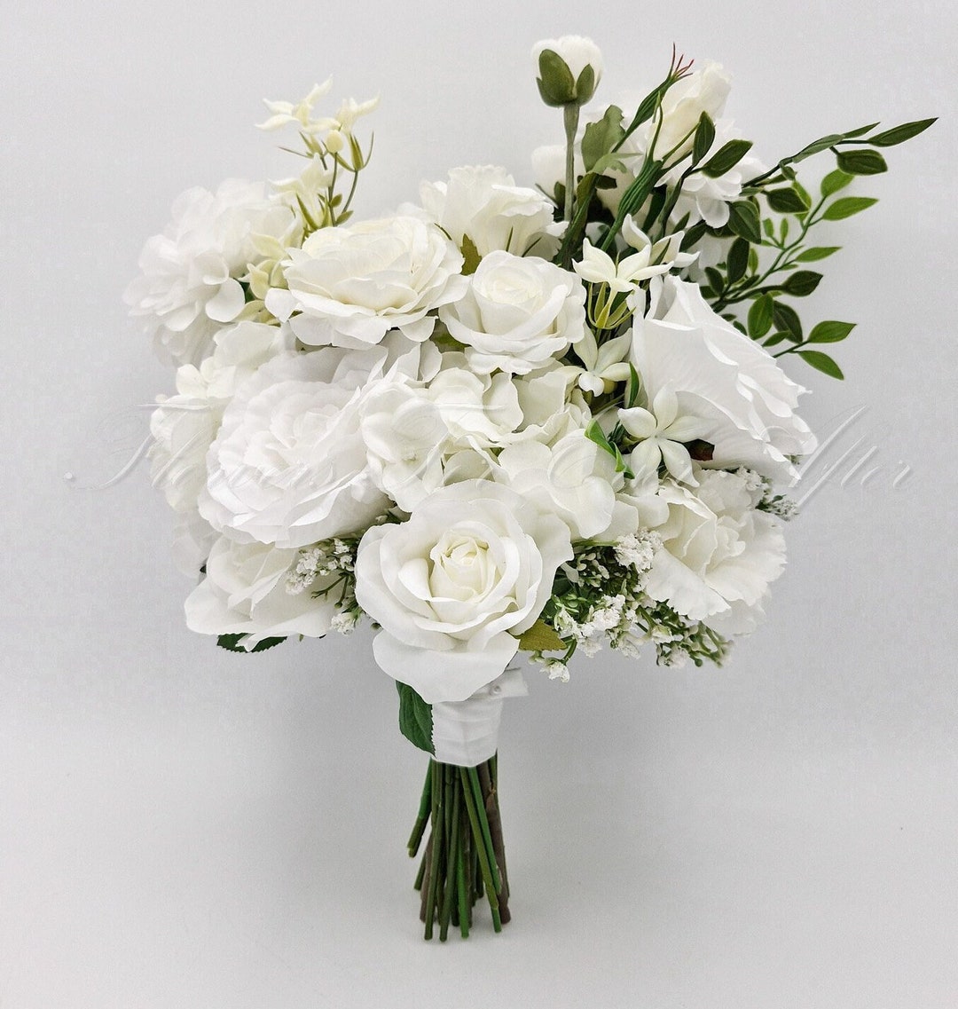 Aria Bridal Bouquet White & Green Bridal Bouquet Wedding Flowers ...