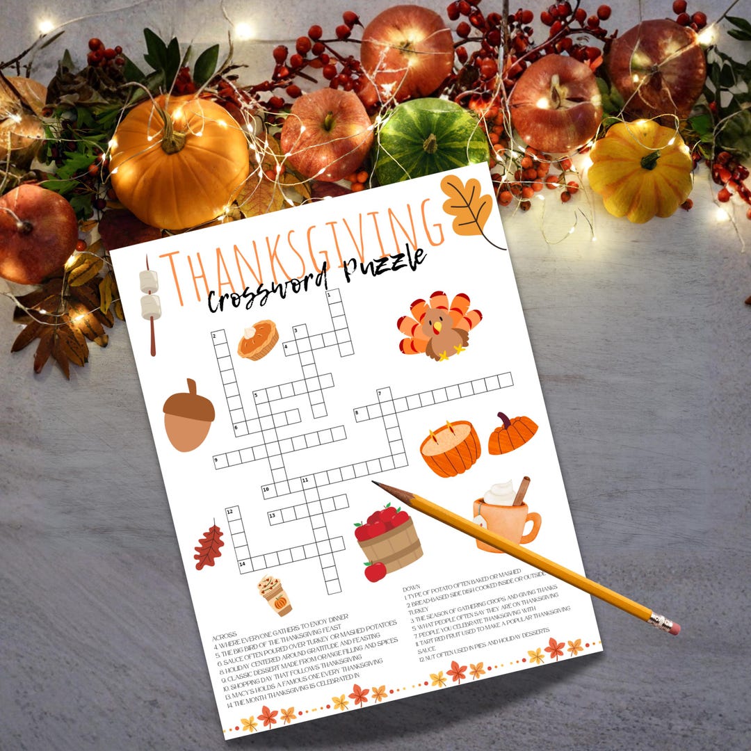 Thanksgiving Crossword Puzzle Printable | Fall Party Game ...