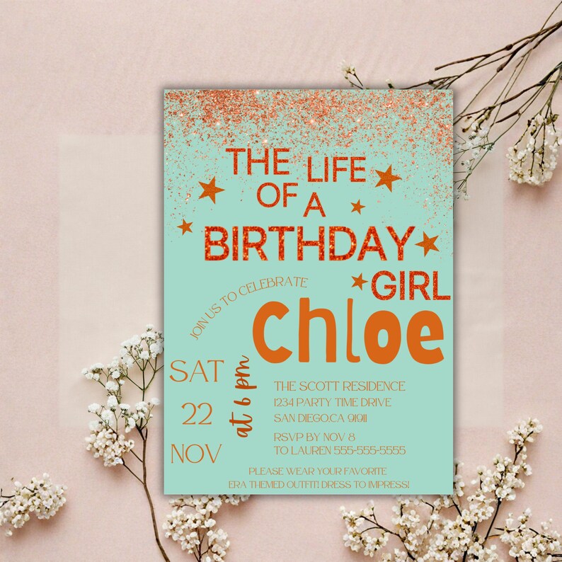 The Life of a Birthday Girl Invite | Editable Canva Template | Digital ...
