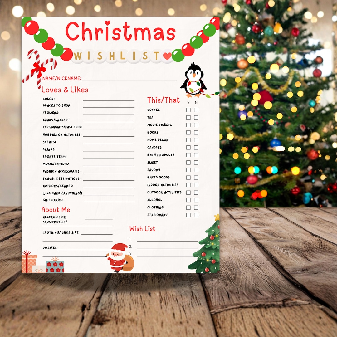 Christmas Santa Wishlist| Editable Santa Christmas List | Printable ...