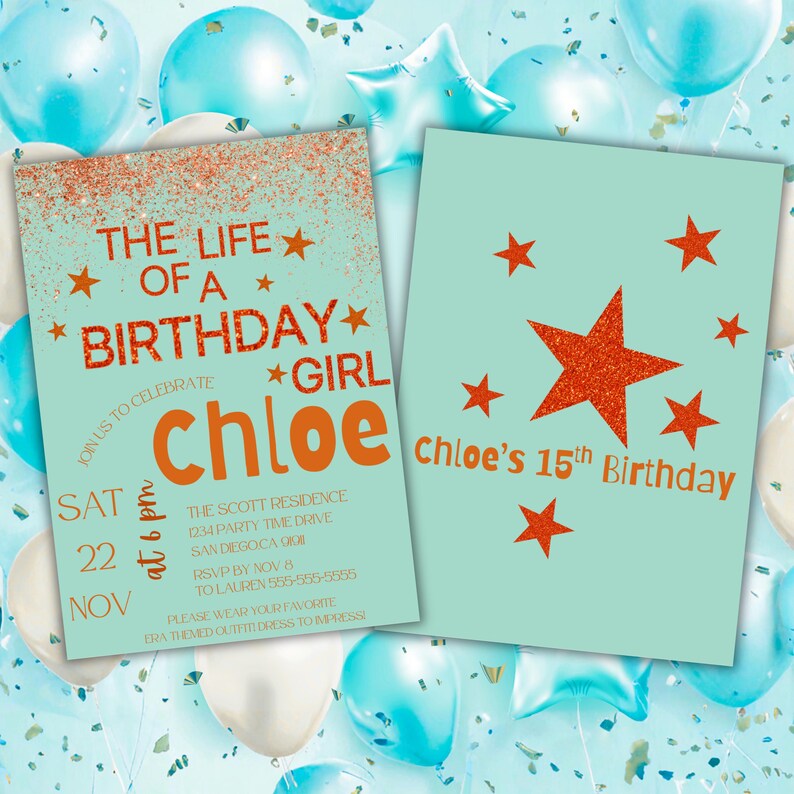 The Life of a Birthday Girl Invite | Editable Canva Template | Digital ...