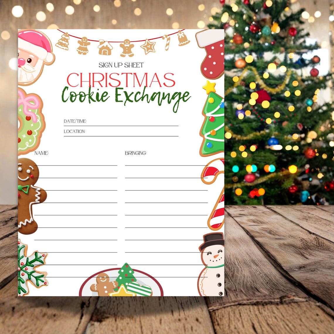 Cookie Exchange Sign up Sheet | Christmas Cookie Swap Printable | PDF ...