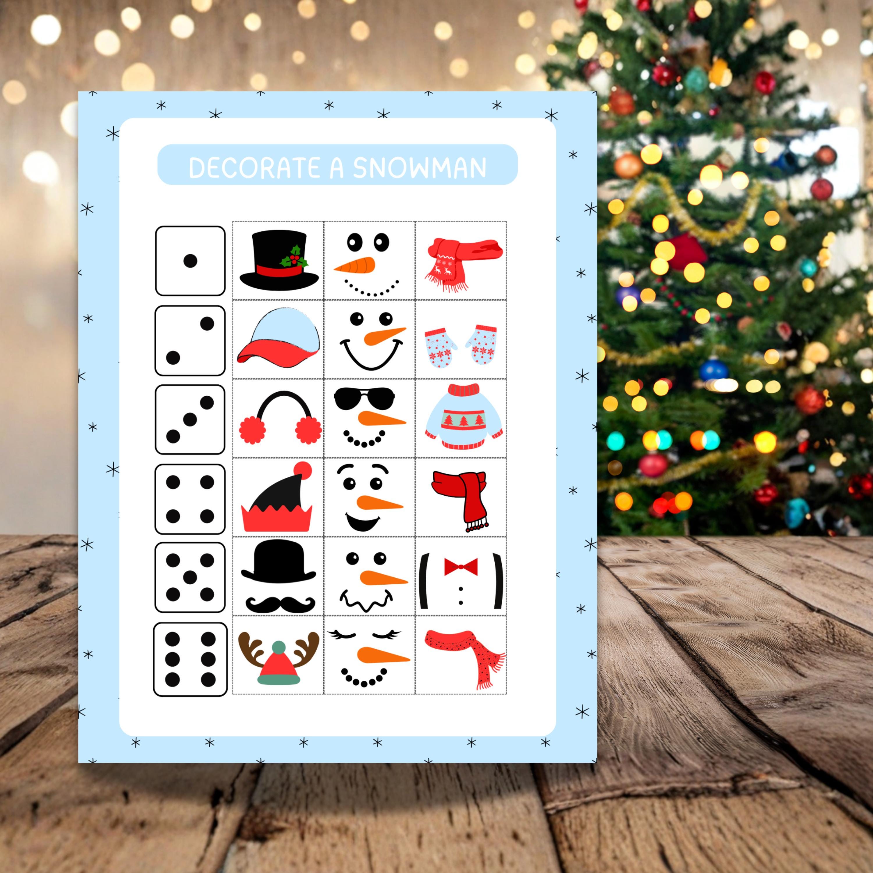 Roll A Snowman Game Printable • Decorate A Snowman Christmas Activity ...