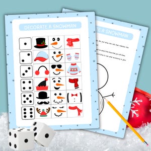 Roll A Snowman Game Printable • Decorate A Snowman Christmas Activity ...