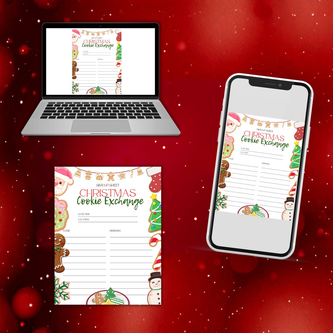 Cookie Exchange Sign up Sheet | Christmas Cookie Swap Printable | PDF ...