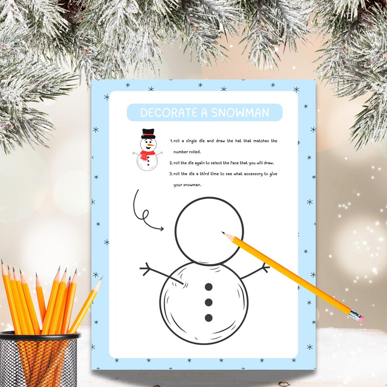 Roll A Snowman Game Printable • Decorate A Snowman Christmas Activity ...