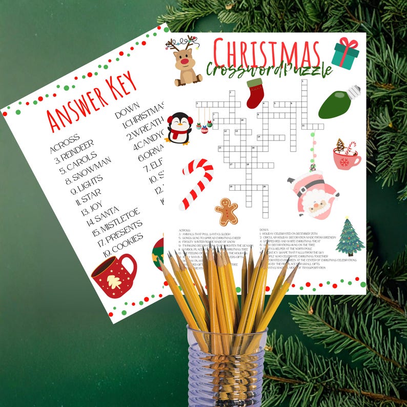 Christmas Crossword Puzzle Printable | Holiday Party Game | Family ...
