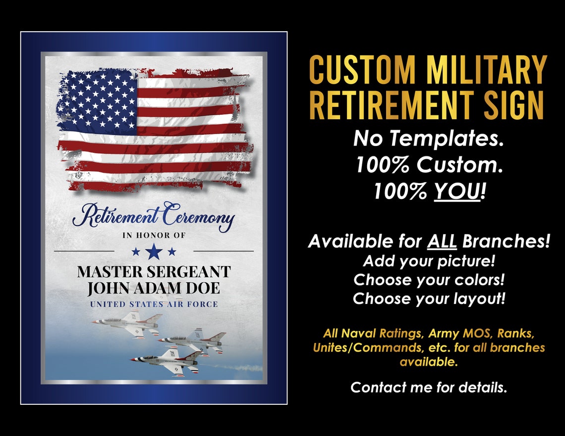 ALL BRANCHES - Custom Military Retirement Sign - Etsy