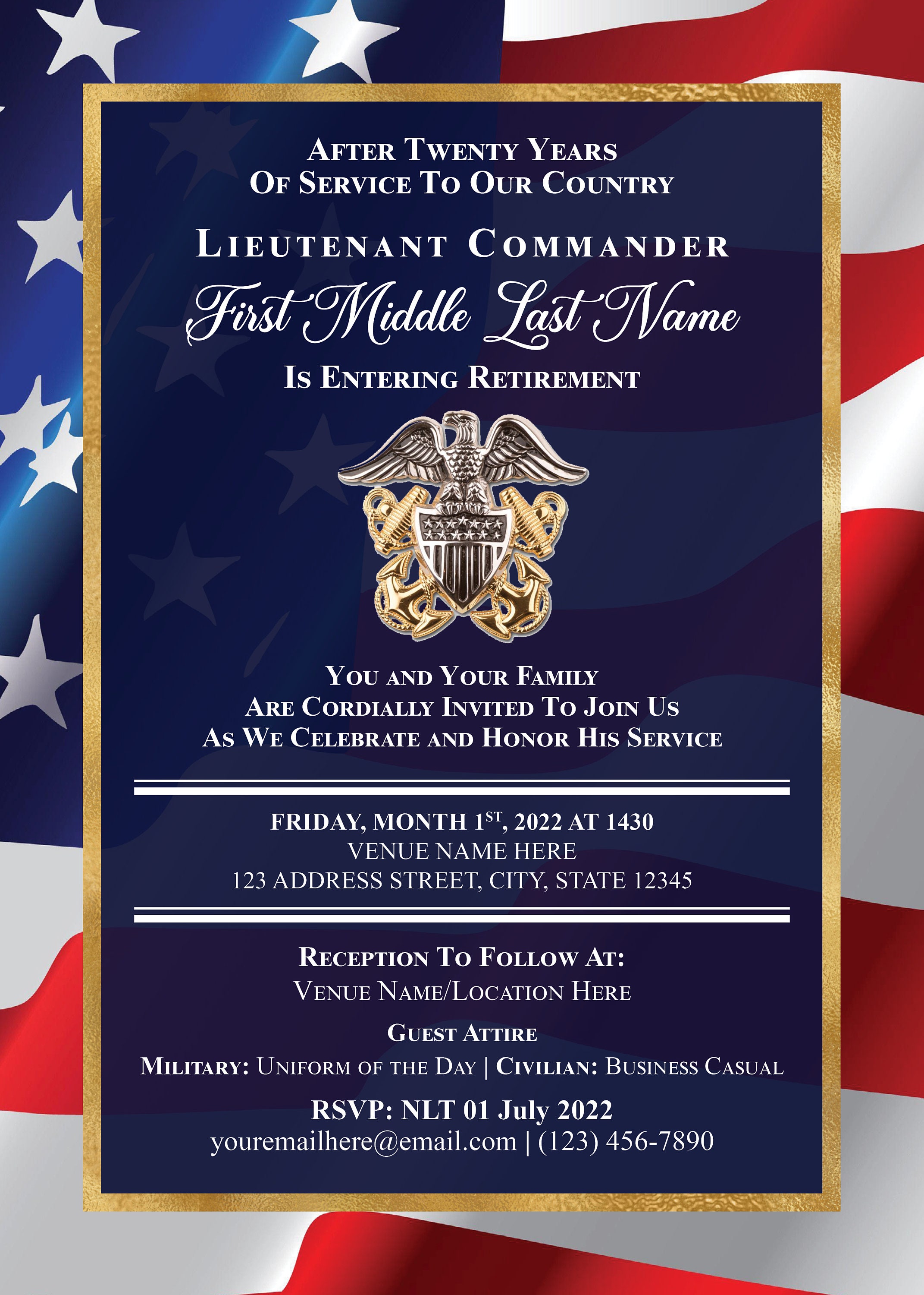 ALL BRANCHES Custom Military Retirement Invitation - Etsy