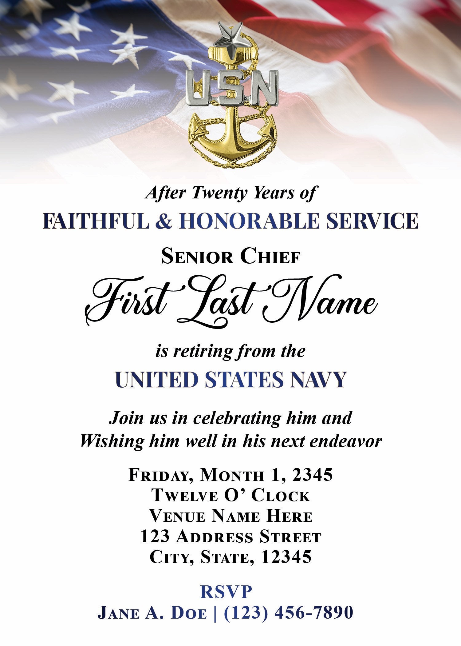 ALL BRANCHES Custom Military Retirement Invitation - Etsy