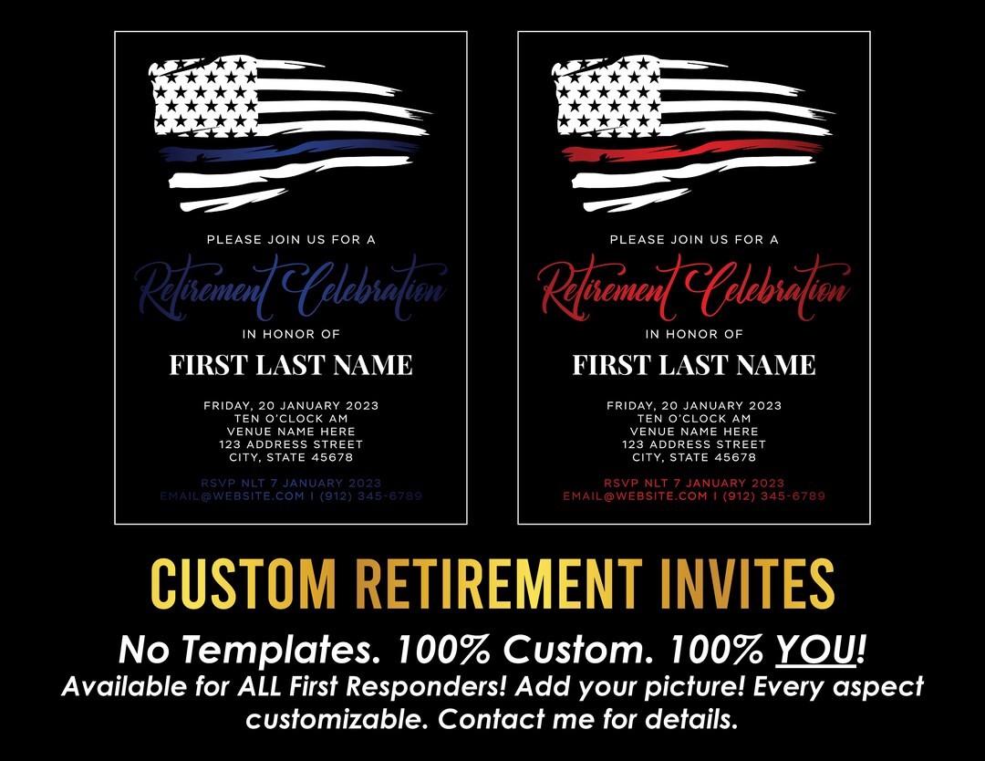 Custom First Responder Retirement Invites - Etsy
