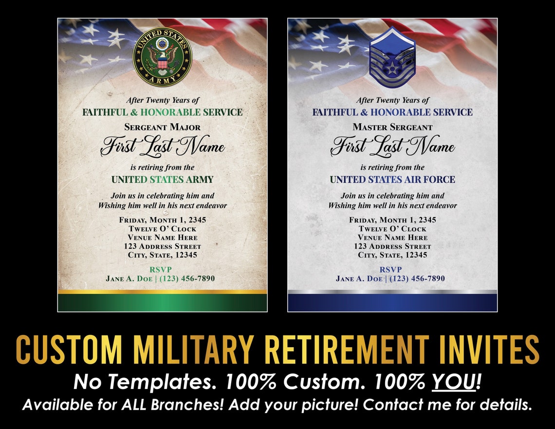 ALL BRANCHES Custom Military Retirement Invitation - Etsy