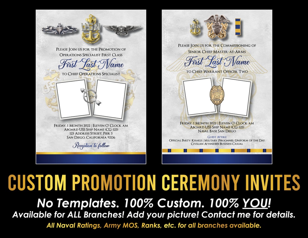 ALL BRANCHES - Custom Military Promotion Ceremony Invitation - Etsy
