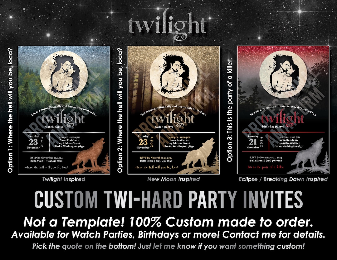 TWI-HARD PARTY -custom Invites - Twilight Inspired - Etsy