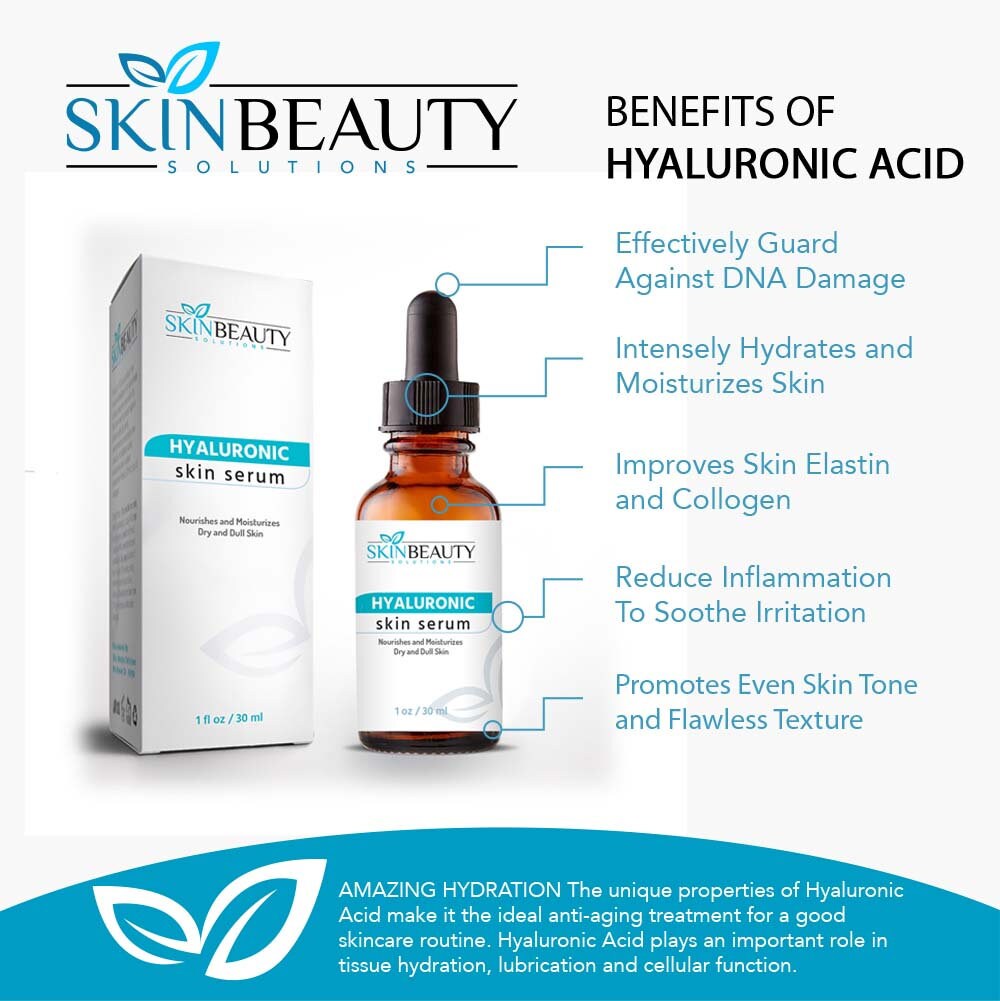 HYALURONIC ACID Skin Serum – 100% Pure Highest Quality Vegan Hyaluronic ...
