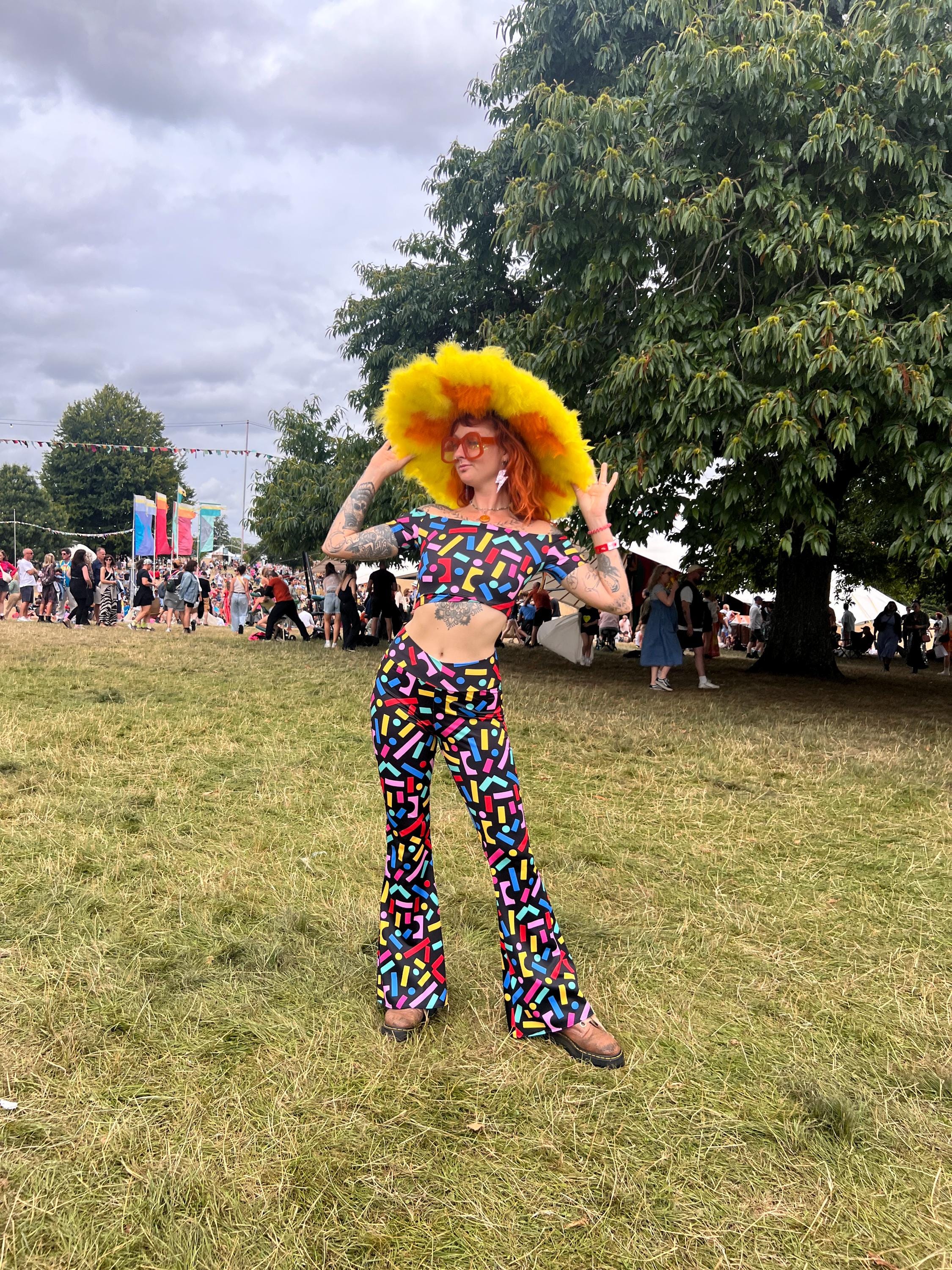 Block Confetti High Waisted Flares, Crazy Leggings, Colourful Rave ...