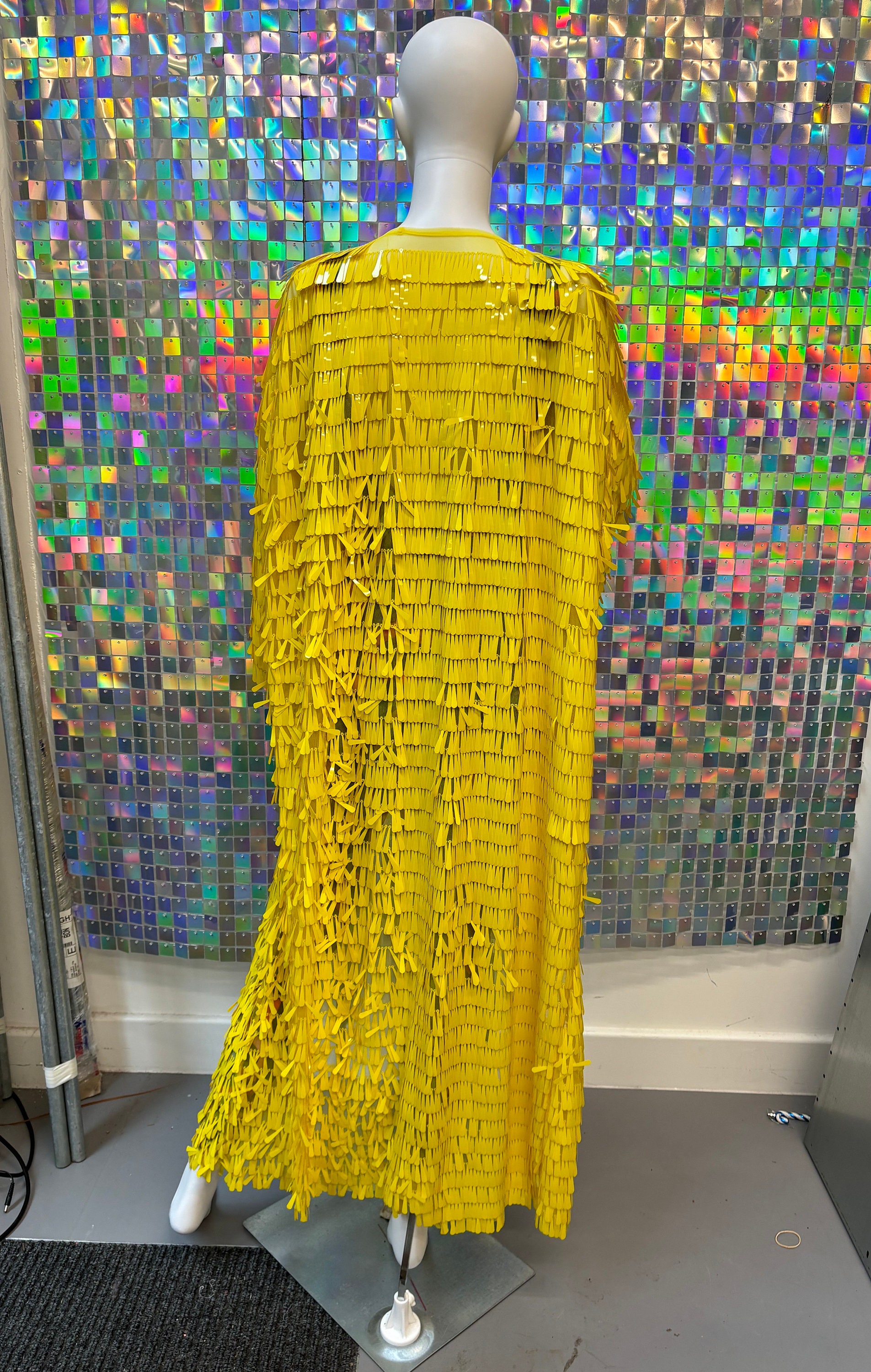 Sequin Festival Kimono Yellow, Floor Length, Rave Clothing, Coat ...