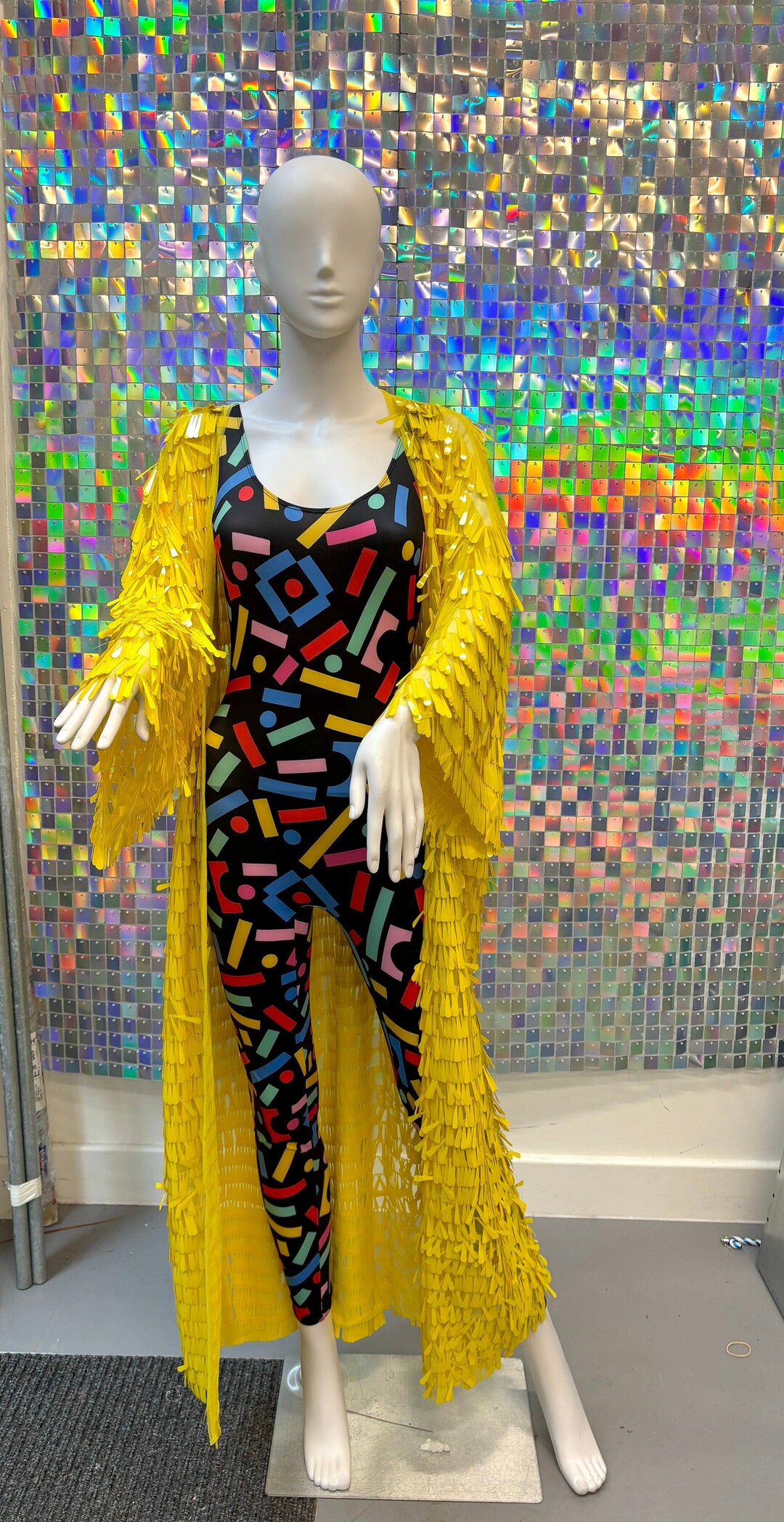 Sequin Festival Kimono Yellow, Floor Length, Rave Clothing, Coat ...