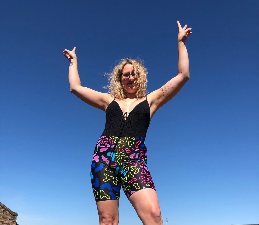 Black Neon Animal Cycling Shorts/ Rave/ Yoga - Etsy