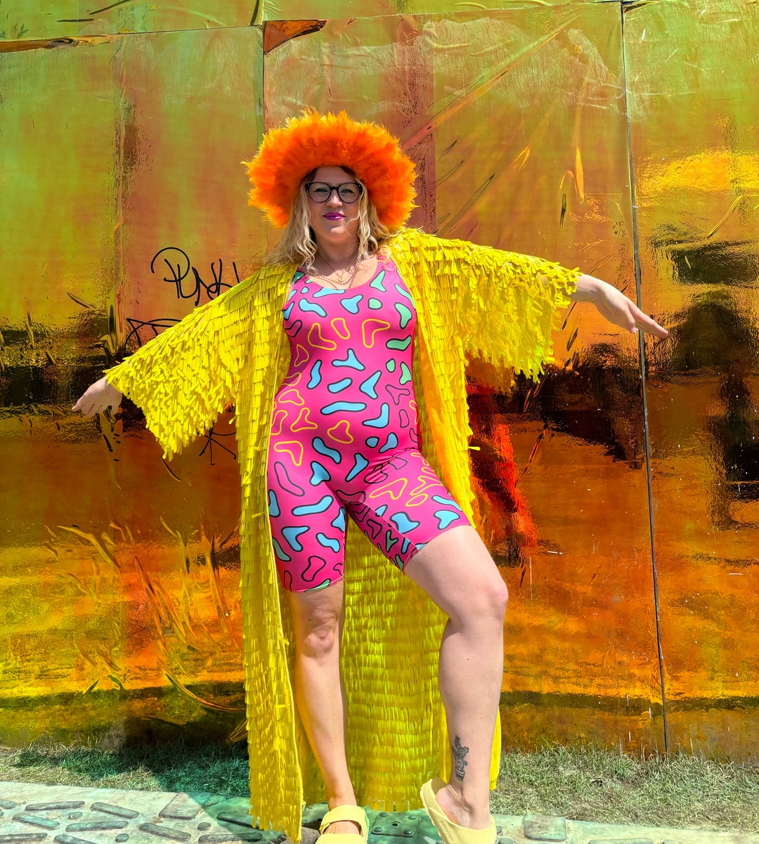 Sequin Festival Kimono Yellow, Floor Length, Rave Clothing, Coat ...