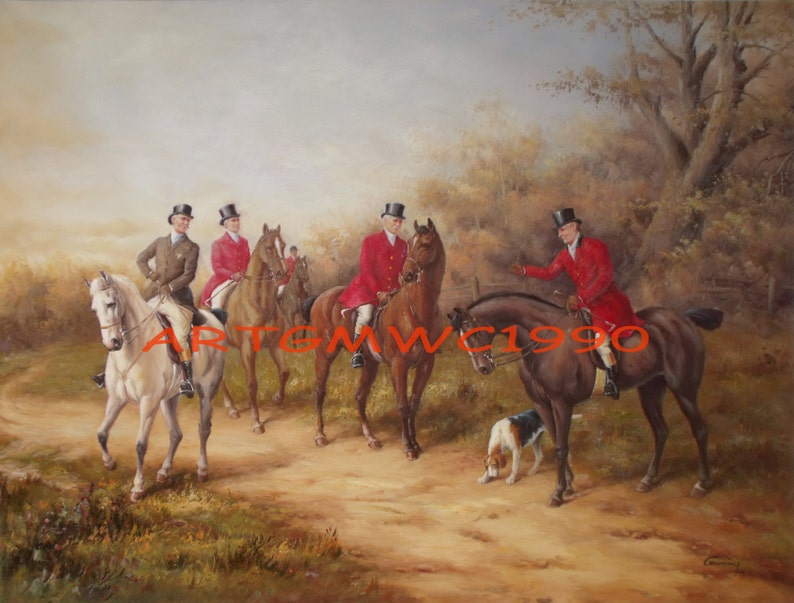 Fox Hunting Party Oil Painting: Huntsman and Hounds, Realism Style - Etsy