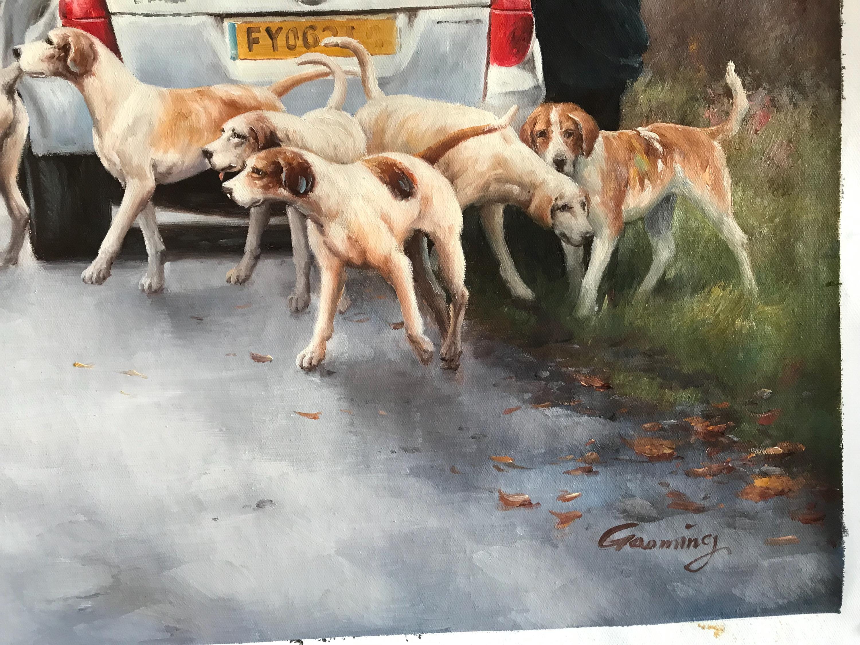 English Fox Hunting Oil Painting: Equestrian Art, Hounds and Riders (36 ...