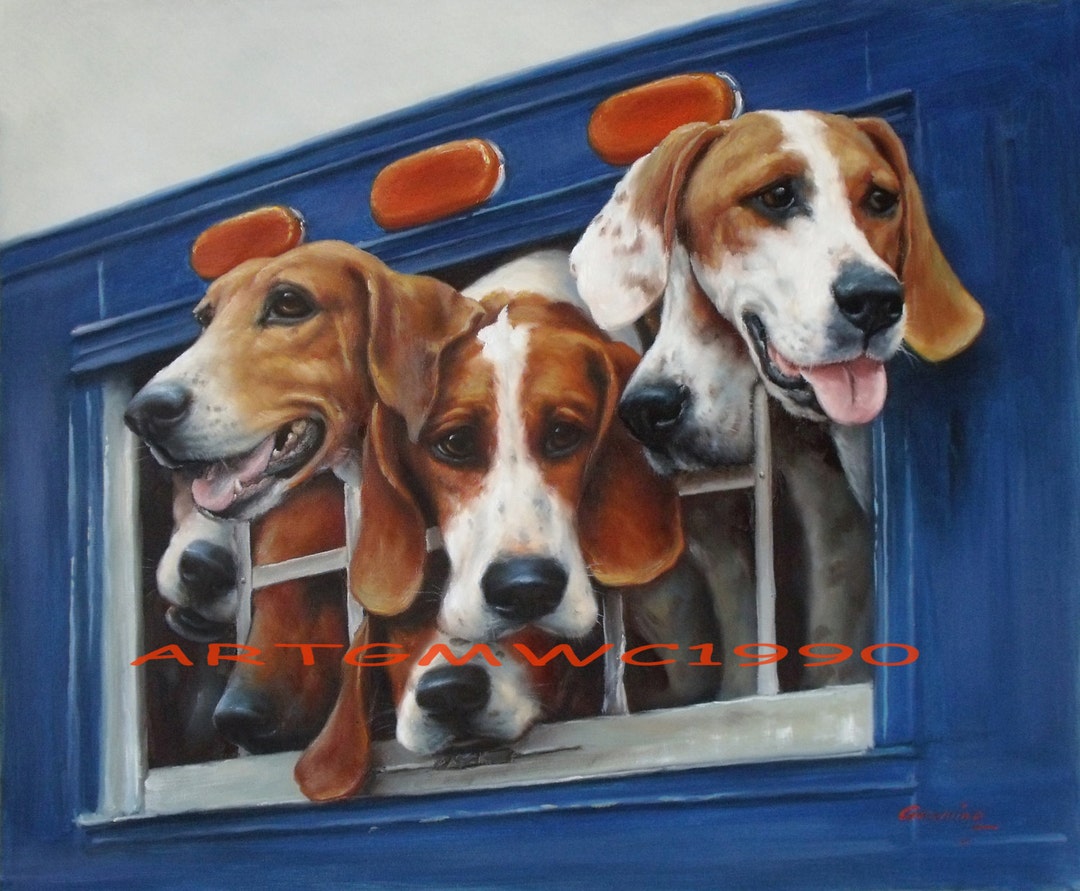 Original Foxhounds Fox Hunting Oil Painting – Huntsman, Hunter, and ...