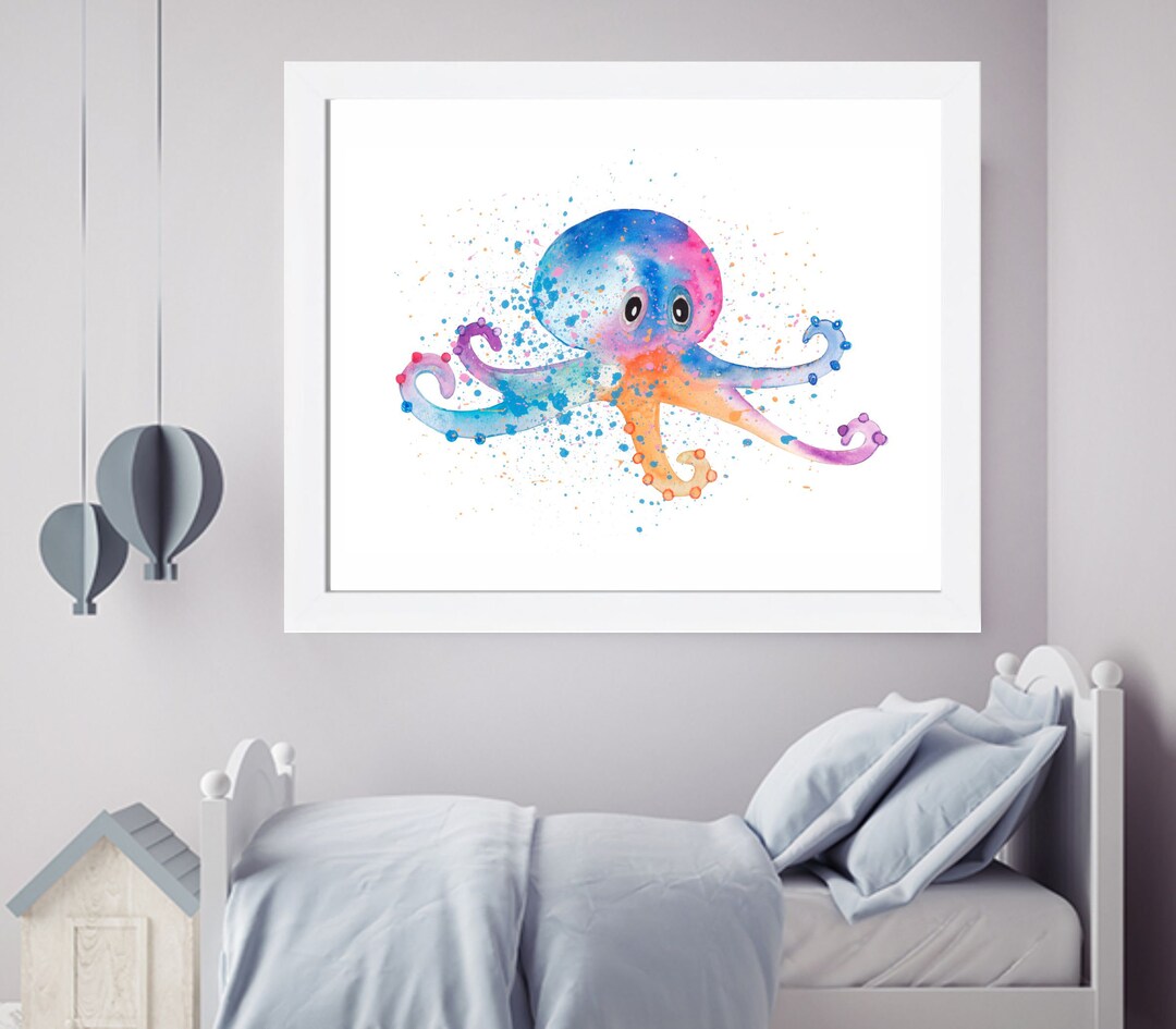 Octopus Watercolor Print, Watercolor Octopus Painting, Octopus Art ...