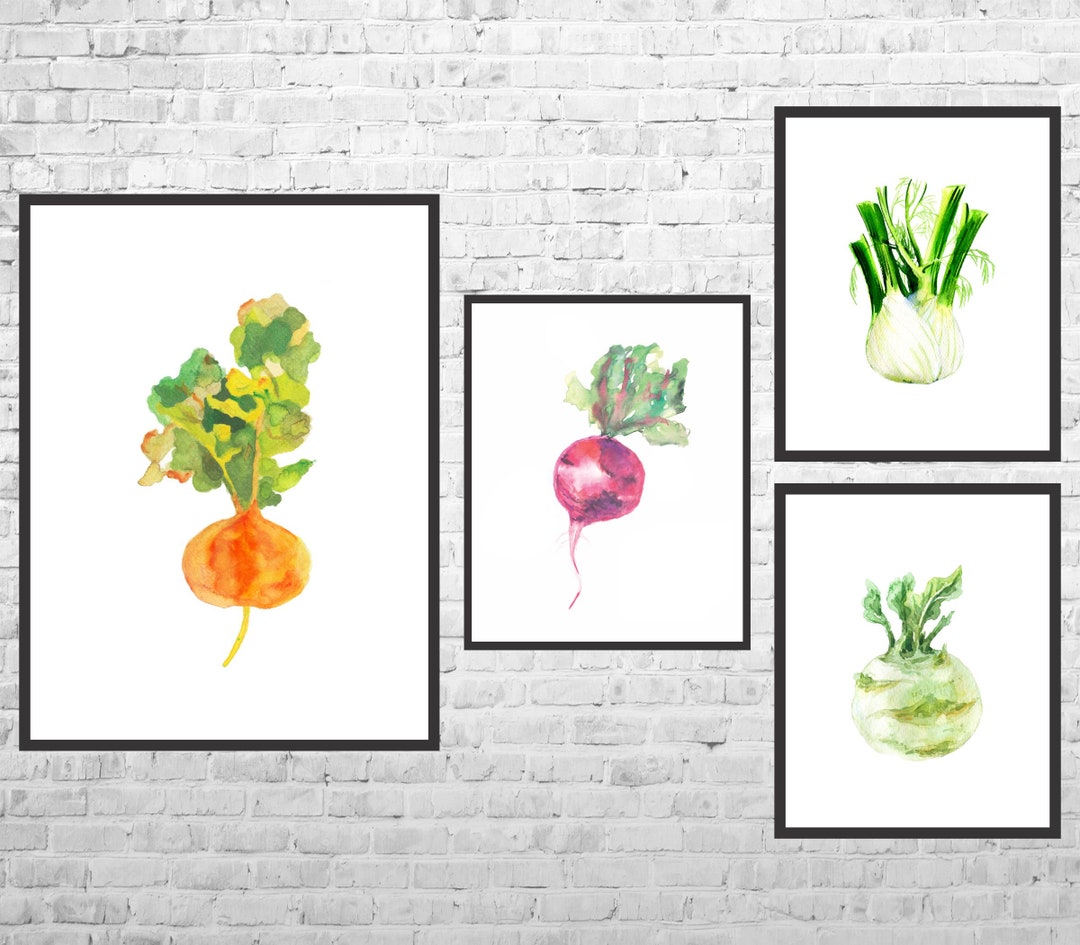Vegetable Prints Set of 4, Vegetables Decor, Vegetables Kitchen Art ...
