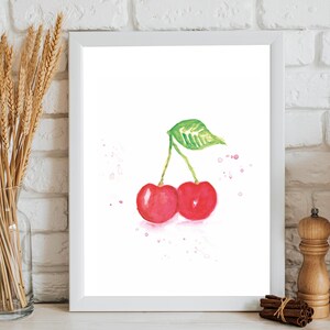 Cherry Watercolor Print: Botanical Kitchen Wall Art - Etsy