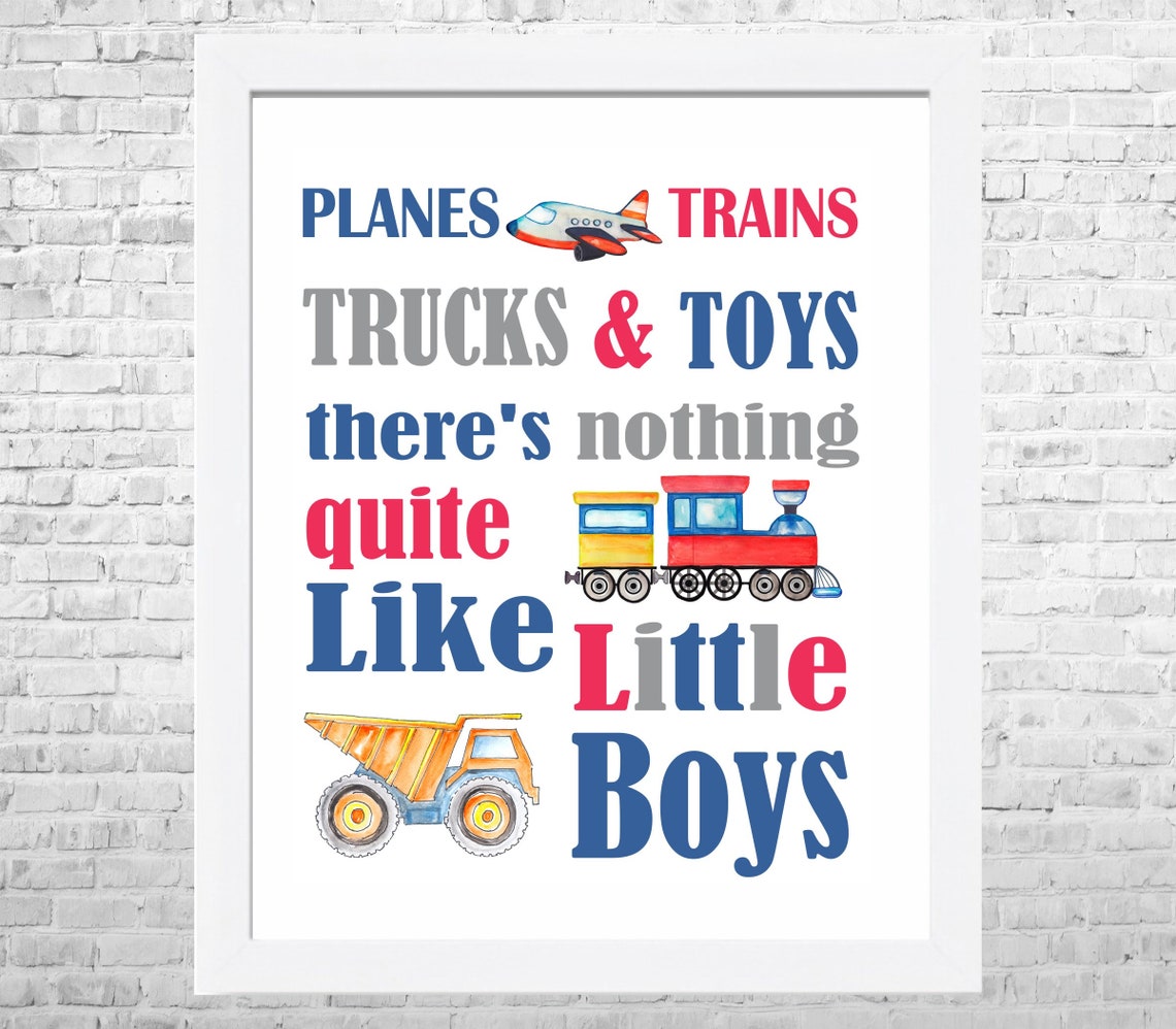 Planes Trains Trucks and Toys Print Transportation Art - Etsy