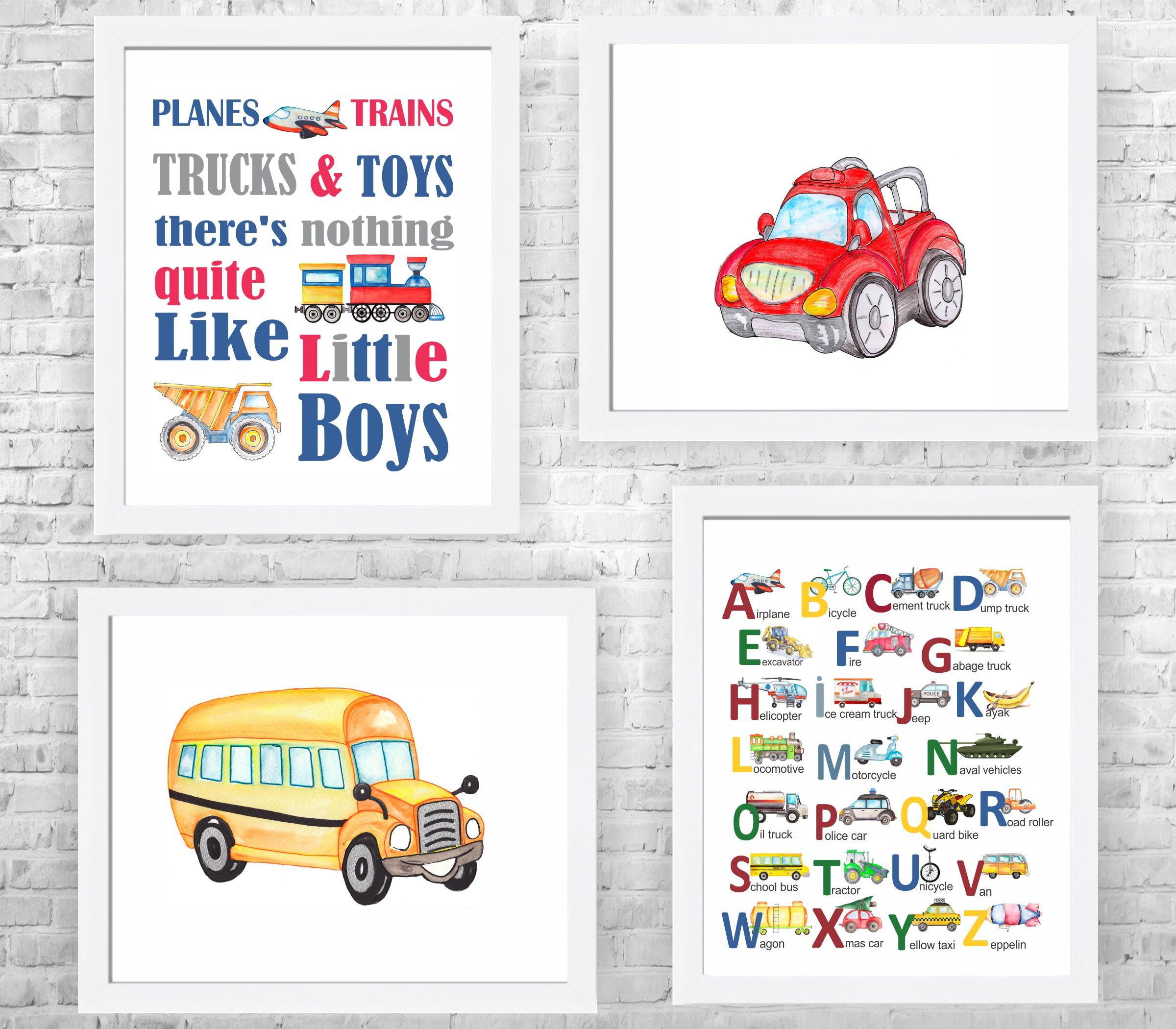 Transportation Decor Alphabet Wall Art Boy Nursery Art | Etsy