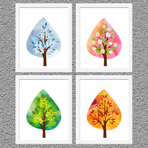 Four Seasons Trees Clipart Clip Art Spring Summer Winter Fall | Etsy UK