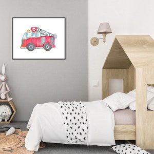 Fire Truck Print, Construction Nursery Art, Fire Engine, Nursery Poster ...
