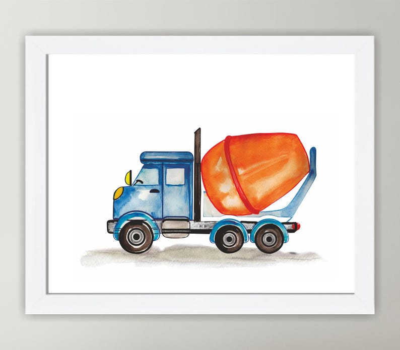 Construction Vehicle Watercolor Prints I Digger Trucks Nursery Art Set ...