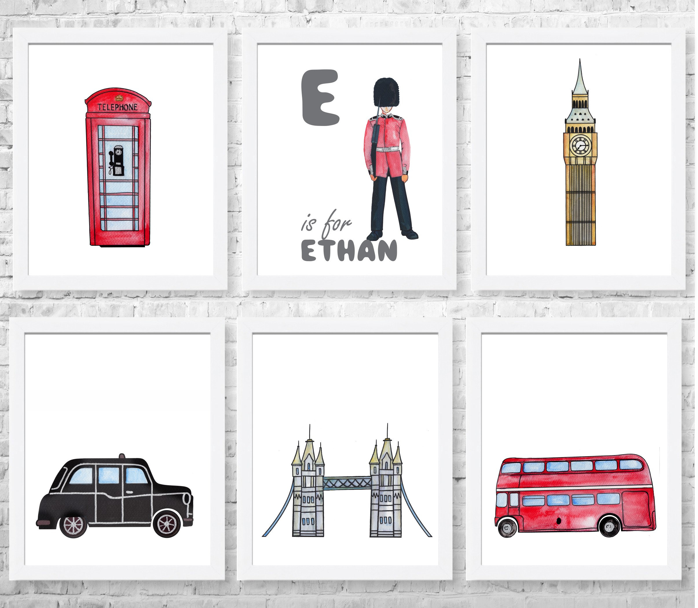 London Nursery Art Prints: British Theme Decor, Set of 6 - Etsy
