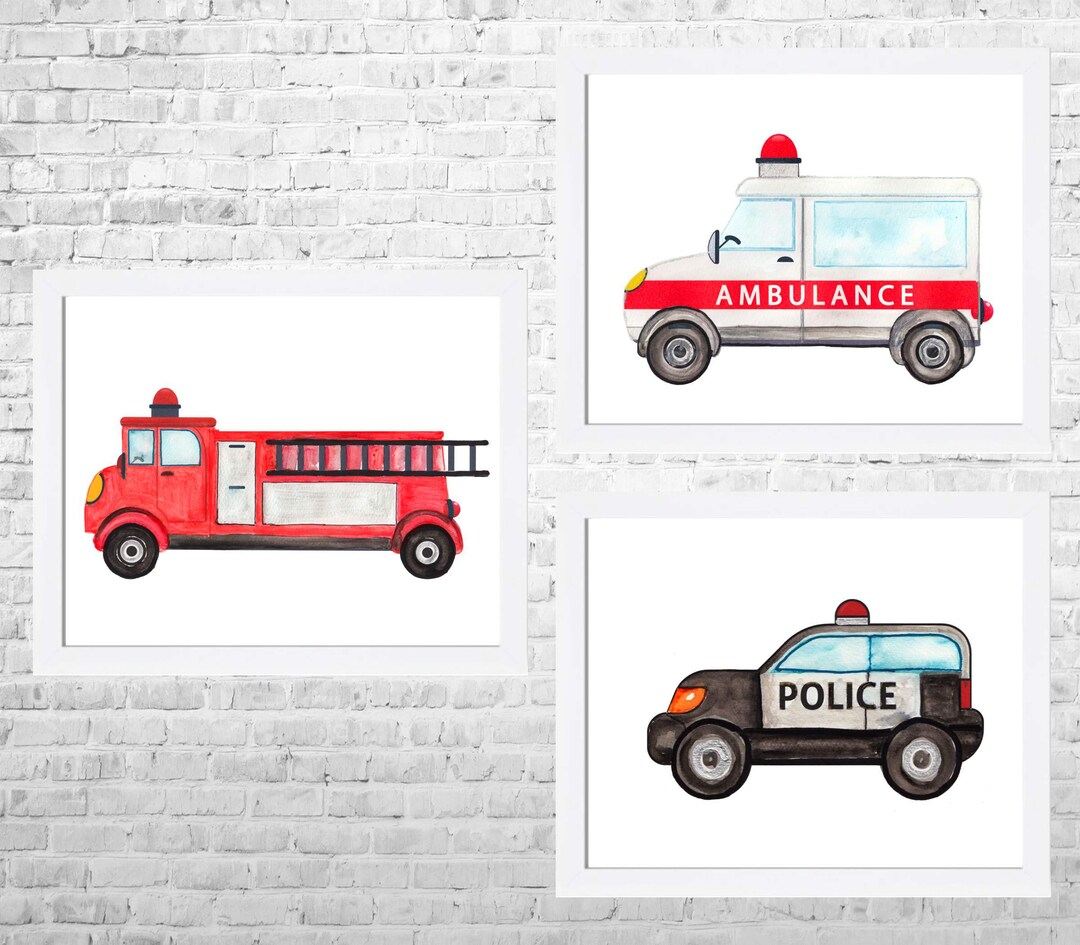 Transportation Wall Art, Fire Truck Print, Rescue Nursery Poster ...