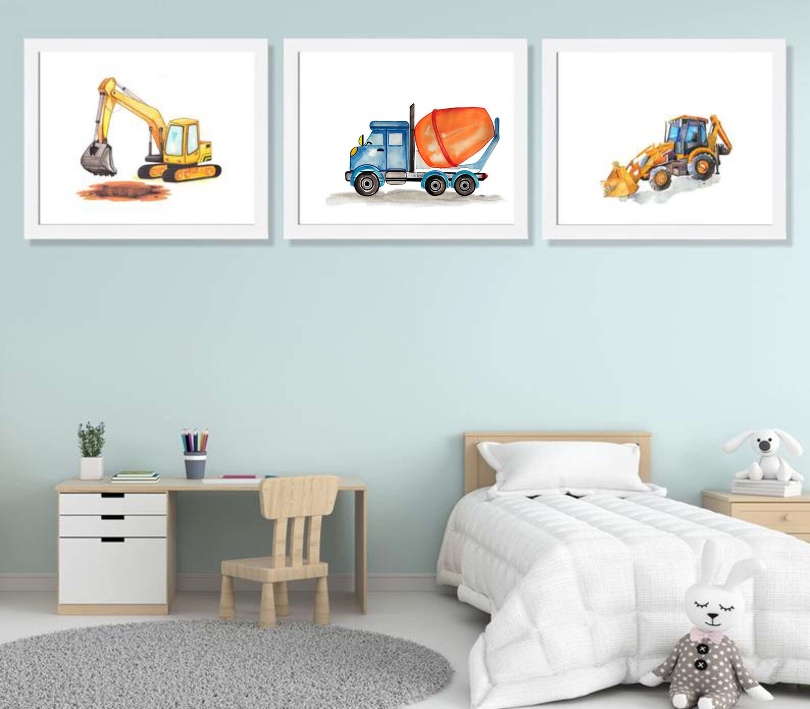 Construction Art Set of 3 Prints Construction Theme | Etsy