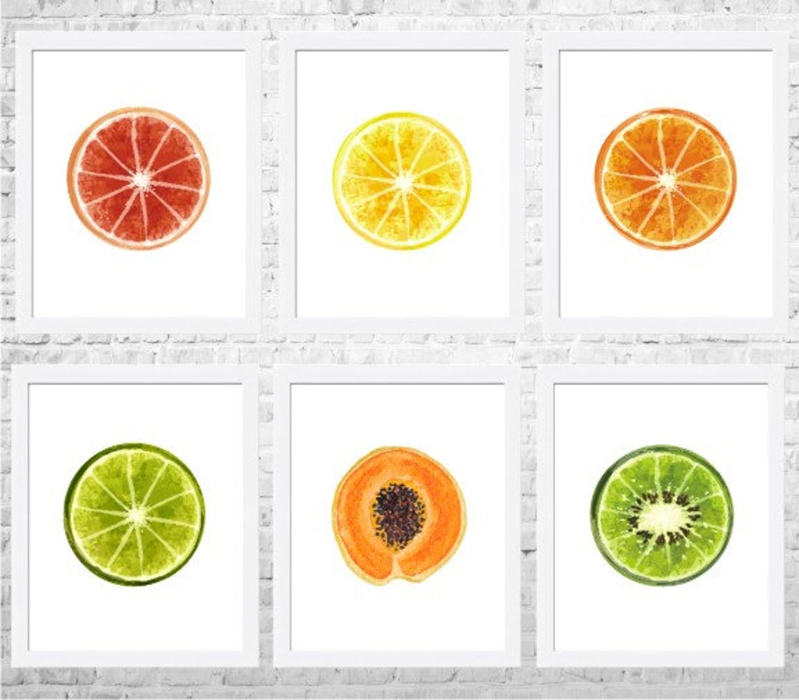 Citrus Kitchen Art Fruits Prints Fruit Decor Kitchen Decor - Etsy