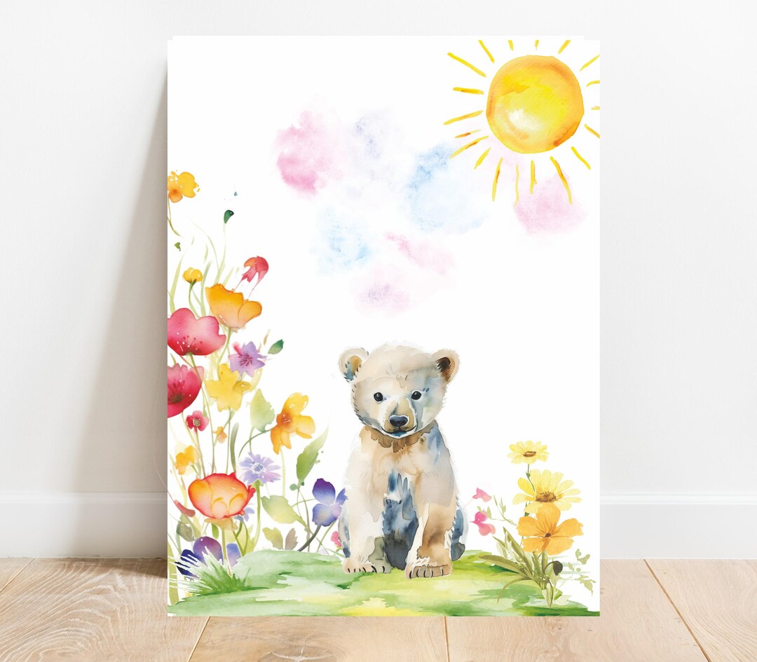 Woodland Little Bear Nursery Decor Print, Little Bear Print, Forest ...
