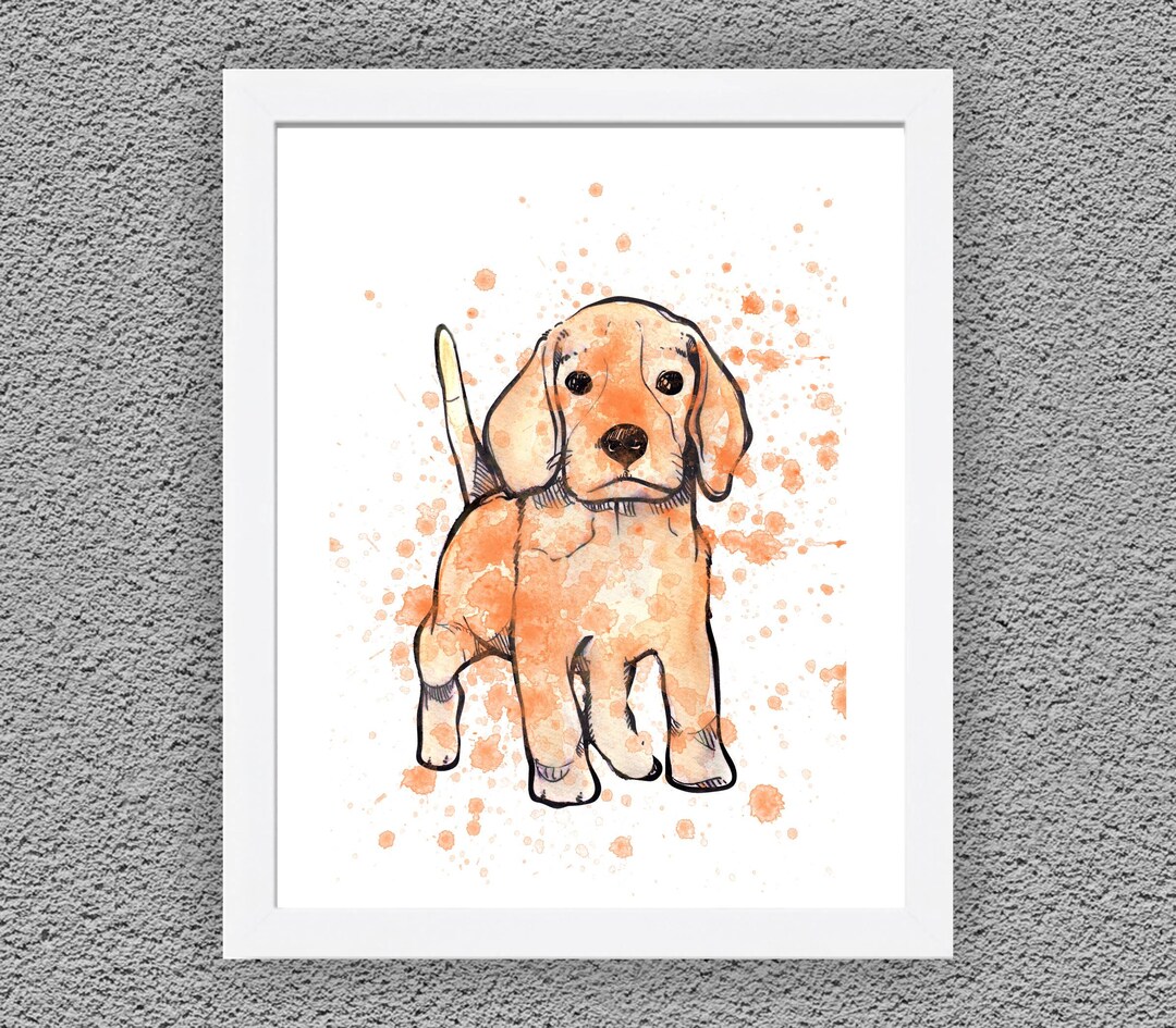 Puppy Dog Art Print, Watercolor Dog, Dog Wall Decor, Nursery Wall Decor ...