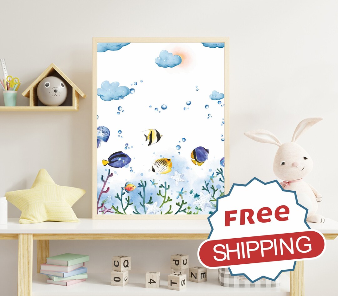 Under the Sea Nursery Decor, Sea Animals Watercolor Print, Ocean Theme ...